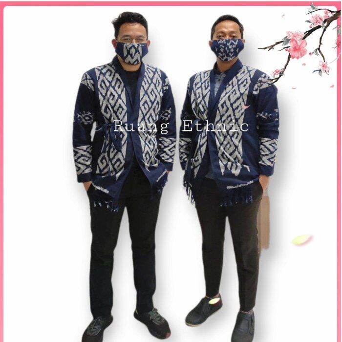 (READY STOK) kimono tenun ikat troso/kimono etnik pria modern/outer ...