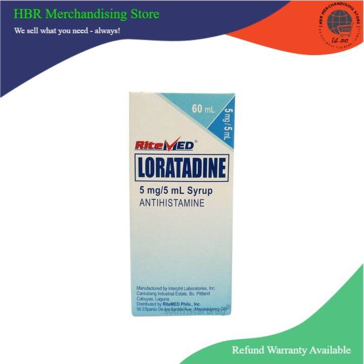 Ritemed Loratidine Orange Flavor 5 mg / 5 ml 60 ml Syrup | Lazada PH