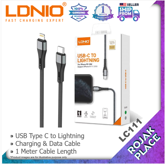 LDNIO LC111 USB-C to Lightning 30W for iPhone 1 meter Charging and Data ...