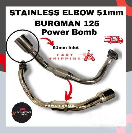 Stainless Big Elbow 51mm Motorcycle Exhaust Muffler Pipes for Burgman ...