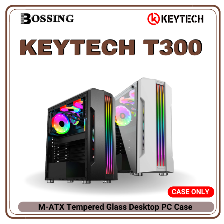 KEYTECH T300 ARGB MIDTOWER COMPUTER GAMING CASE BLACK | WHITE | Lazada PH
