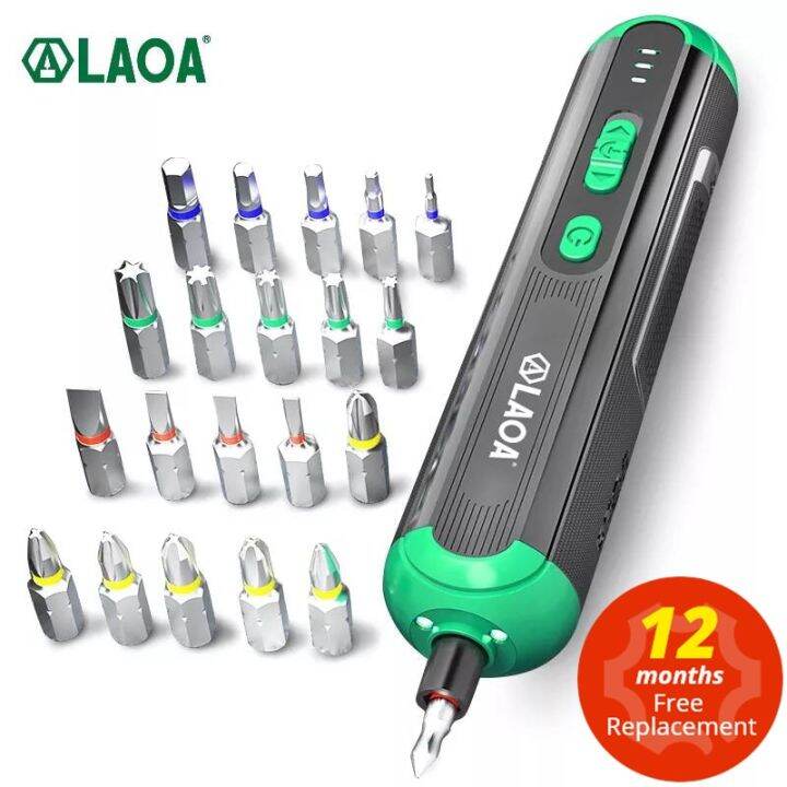 LAOA ชุดสกรูไฟฟ้าสว่านไฟฟ้าชาร์จแบบไร้สาย USB มัลติฟังก์ชั่น4V ลิเธียมแบตเตอรี่โทรศัพท์พร้อมชุด ...