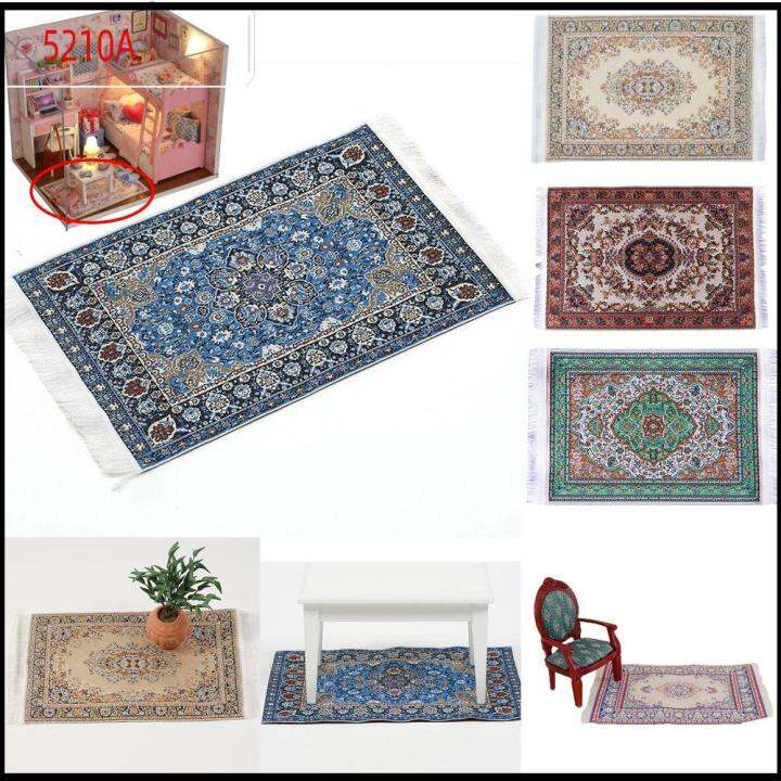 5210A ของเล่น เสื่อลายดอกไม้ เล่นบ้าน สไตล์ตุรกี ปูพื้น พรมบ้านตุ๊กตา พรมทอขนาดเล็ก อุปกรณ์ ...