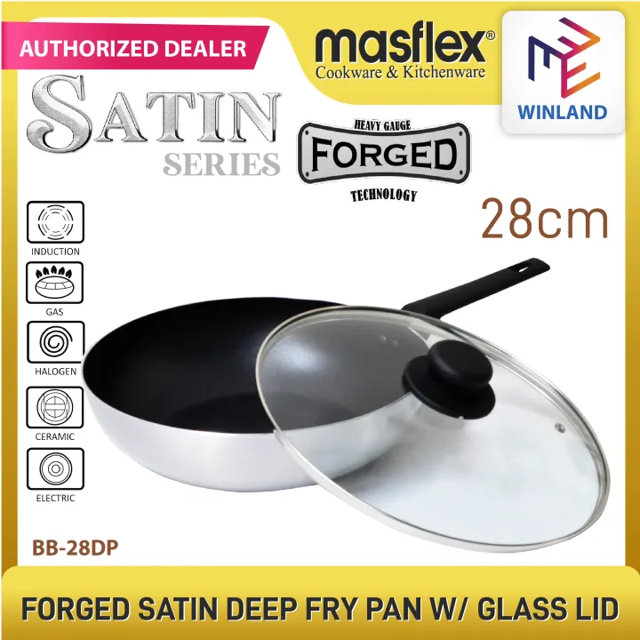 Masflex Original Non Stick Satin Induction Deep Fry Pan with Glass Lid ...