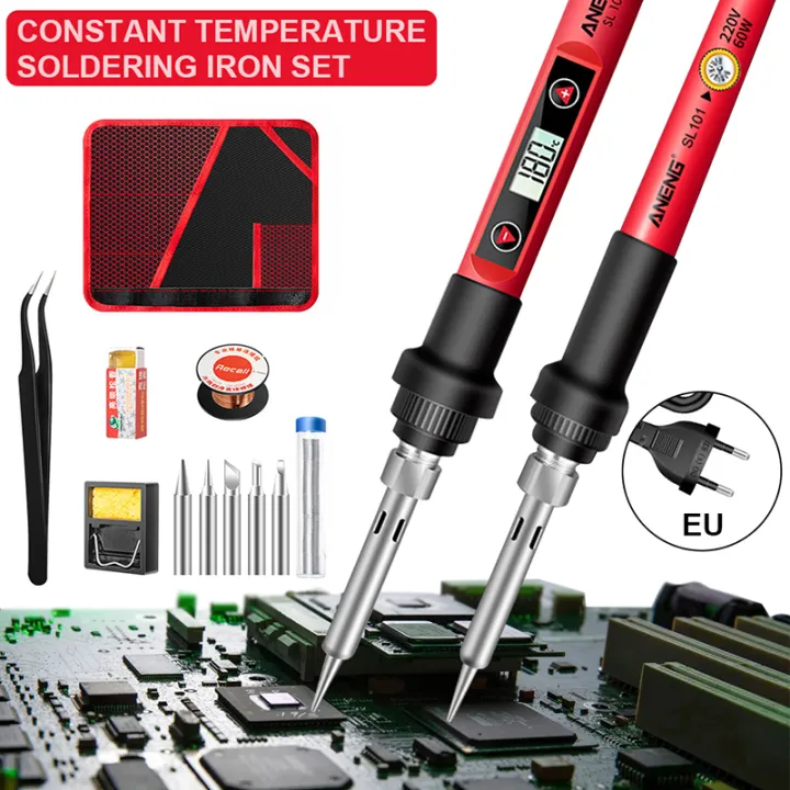 WTS 60W 220V Electric Soldering Iron Kit Welding Solder Rework Station ...