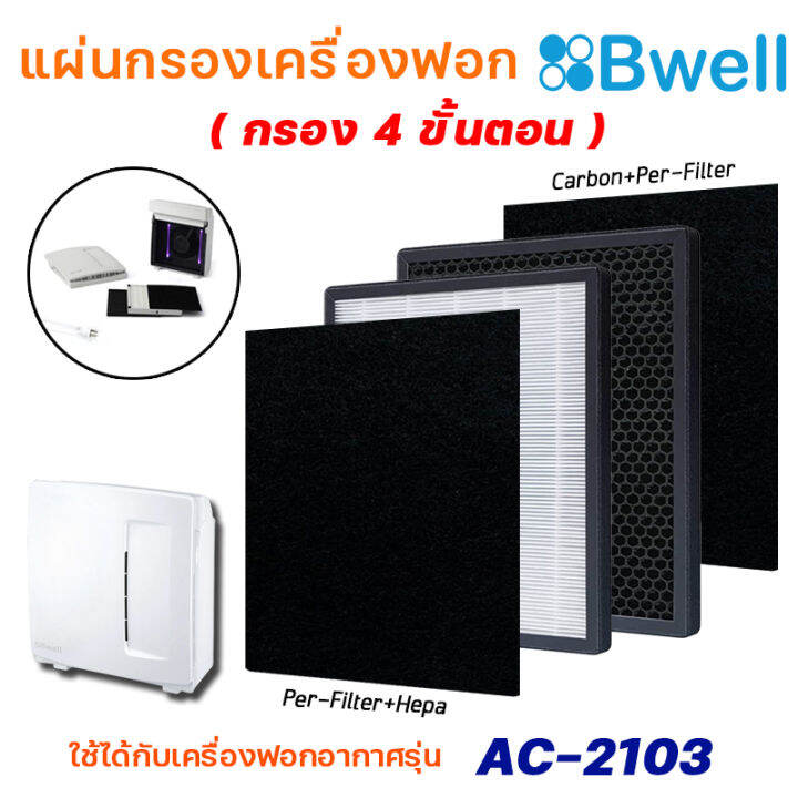 Bwell แผ่นกรองเครื่องฟอกอากาศ รุ่น AC-2103 (แผ่นกรองฝุ่น กรองกลิ่น เชื้อโรค HEPA Air Purifier ...