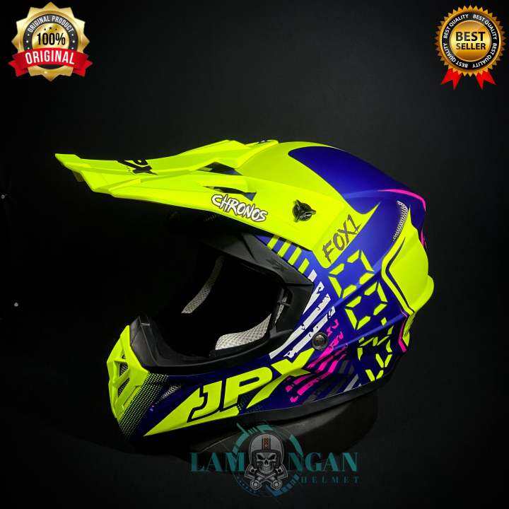 HELM CROSS JPX FOX-1 X23 BLUE DOFF ORIGINAL DOT/SNI | Lazada Indonesia