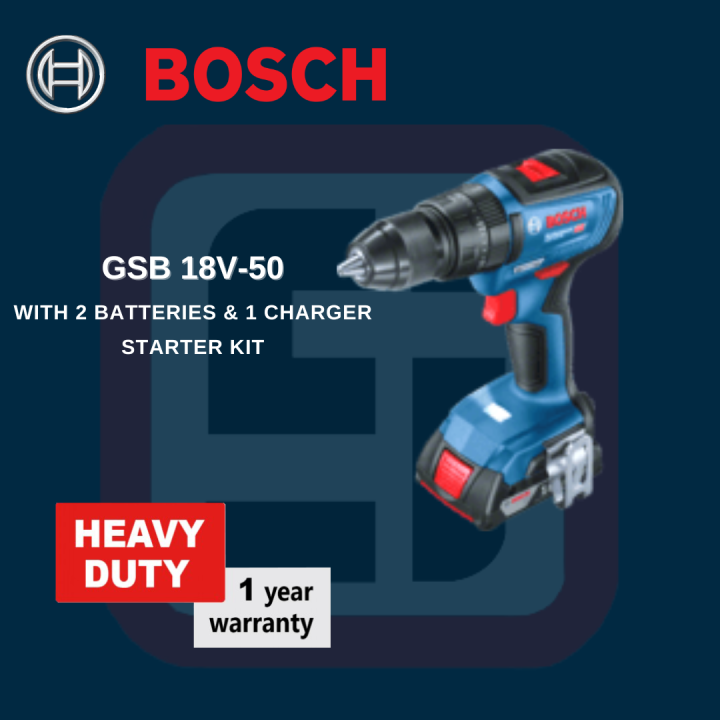 Bosch GSB 18V-50 with 2 Batteries & 1 Charger Professional Cordless ...
