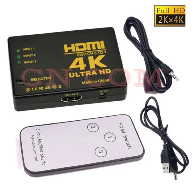 MINI HDMI Switcher 4K HD1080P 3 พอร์ต HDMI SWITCH SELECTOR Splitter HUB ...