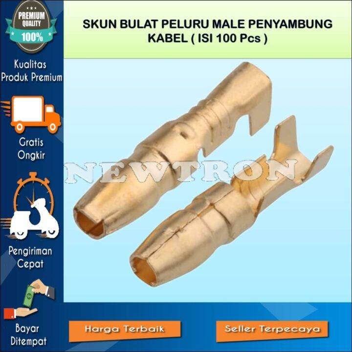 Isi 100 pcs Terminal Skun peluru Skun Motor Mobil male Penyambung kabel ...
