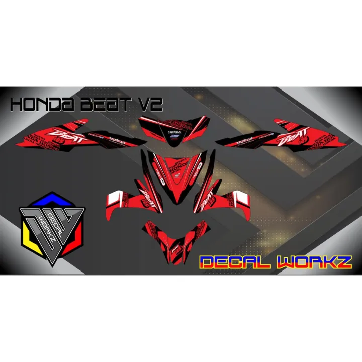 Honda Beat FI V2 Full Wrap Customized Decal Sticker Red Black | Lazada PH