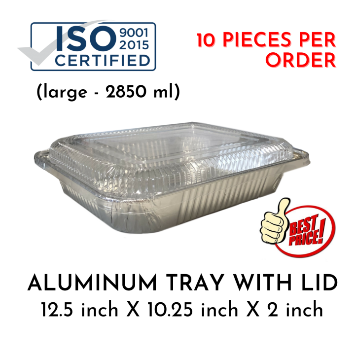 10 20 30 40 50 PCS Large Aluminum Tray Pan with Plastic Lid Party Tray ...