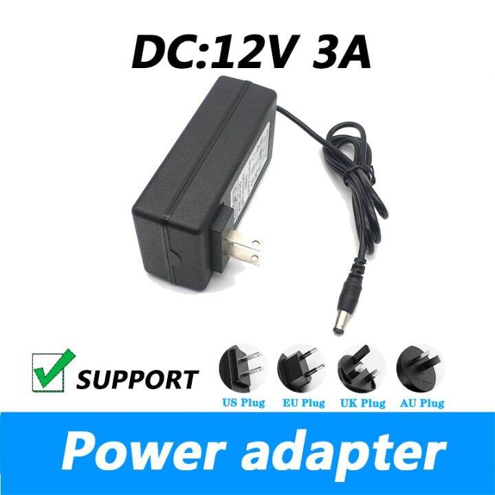 Computer LCD Monitor Power Cord Round Hole Adapter DC 12V 3A UK Plug AU ...