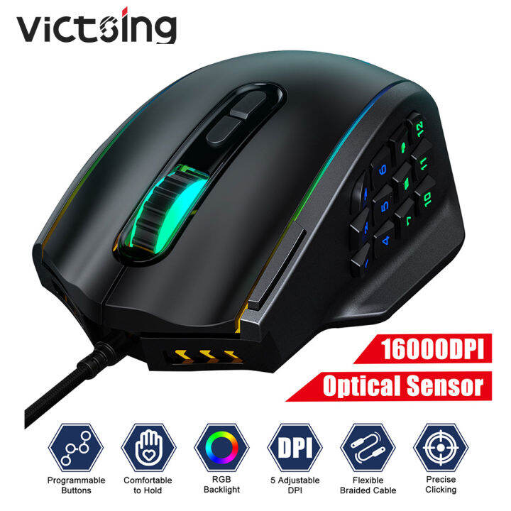 VicTsing PC306 USB wired RGB Gaming Mouse 16000 DPI 20 buttons ...
