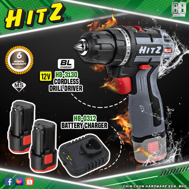 *COMBO* HITZ HB3130|HB-3130 CORDLESS DRILL DRIVER|12V BATTERY CHARGER ...