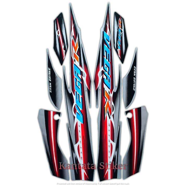 STIKER STRIPING LIS LES BODY MOTOR VEGA R 2007 SILVER HITAM STANDAR ...