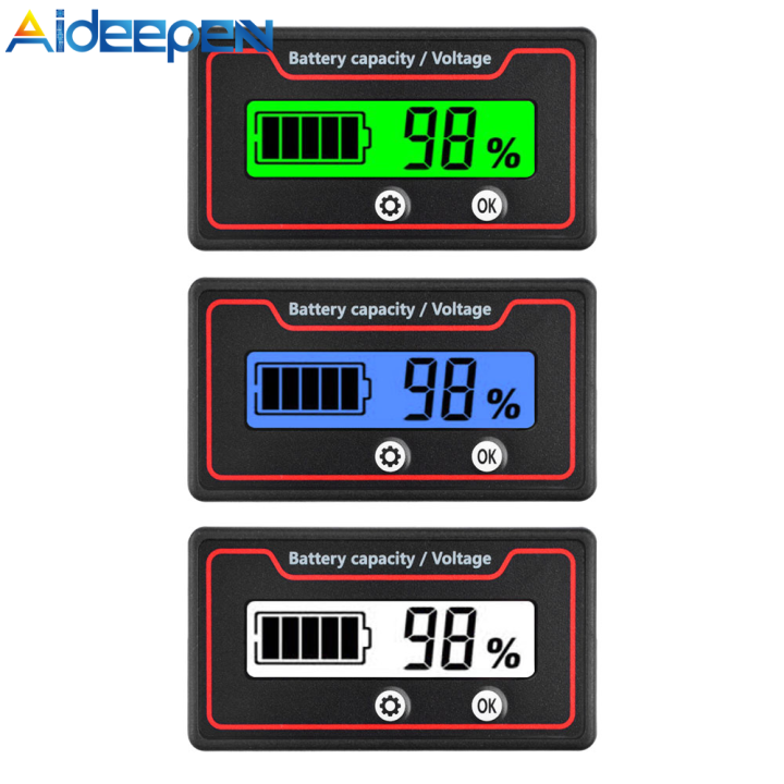 Aideepen Bat Capacity Monitor 9-120v Bat Meter 12v 24v 48v Bat Power ...