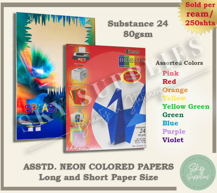 Neon Colored Papers Asstd. Short/Long Size 1ream | Lazada PH