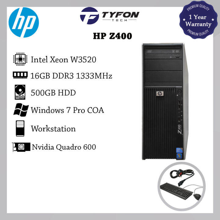 HP Z400 Workstation 16GB DDR3 RAM 500GB HDD Nvidia Quadro 600 Win 7 Pro Desktop PC Computer ...