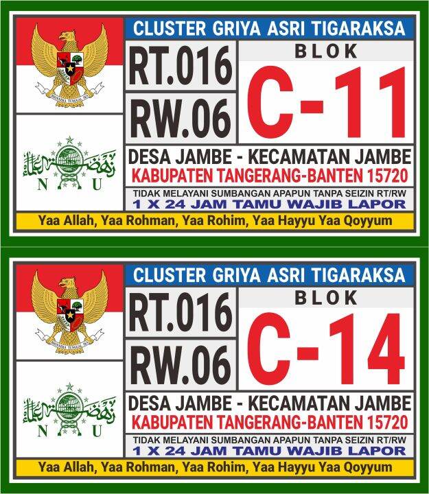 Order Khusus NO RUMAH PLAT PERUMAHAN CUSTOM GROSIR AWET TAHAN LAMA ...