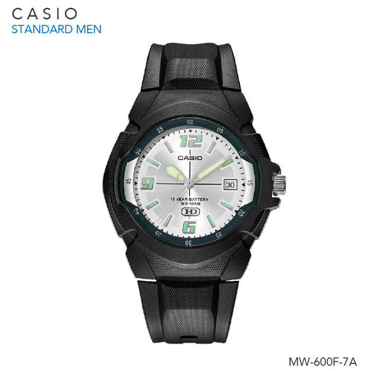 Casio Standard Men นาฬิกาข้อมือผู้ชาย สีดำ สายเรซิ่น รุ่น MW-600F MW ...