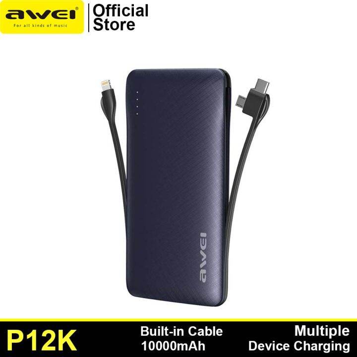Awei P12K 10000mAh Portable Fast Charge Multiple Device Charging Power ...