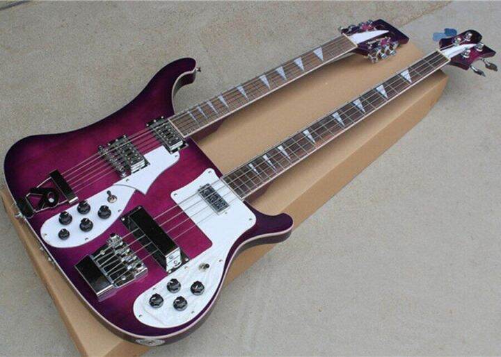 ขายดีกีต้าร์ไฟฟ้าแบบคอคู่สำหรับ Rickenback สีม่วงออกแบบได้ตามต้องการ ...