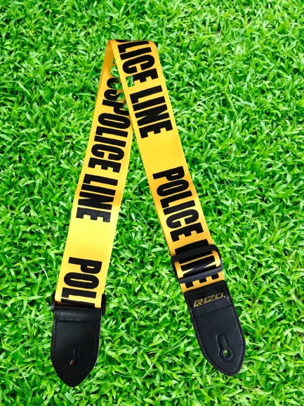 Adjustable Durable Leather and Cotton Guitar Strap (Police Line) with ...