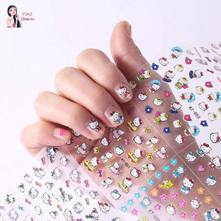 Y2K2 30ชิ้น/เซ็ตอุปกรณ์ทำเล็บน่ารักสำหรับเด็กการตกแต่งศิลปะเล็บแมวแบบมีกาวในตัวสติ๊กเกอร์ติดเล็บ ...