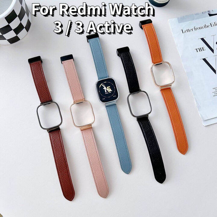 สายหนังแท้สำหรับ Redmi Watch 3 / 3 Active / 2 Lite / Mi Watch Lite สาย ...