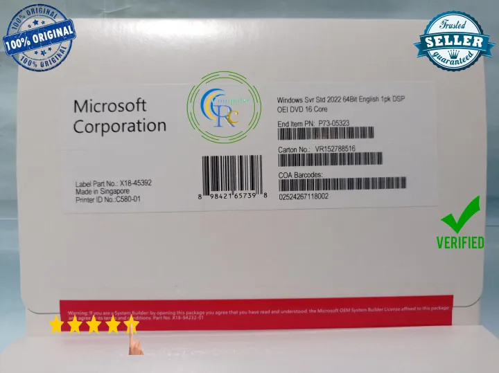 Windows Server 2022 Standard 16 Core Fullpack 5 CALs Original LTS ...