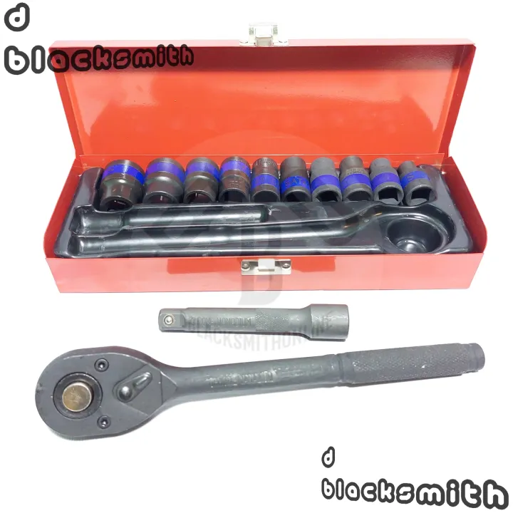 12 Pcs. 1/2" Drive Socket Wrench Set (Matte Black) | Lazada PH