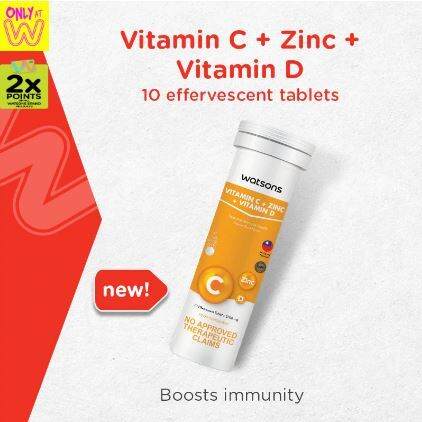 WATSONS Vitamin C + Zinc + Vitamin D 2500mg per Effervescent Tablet ...
