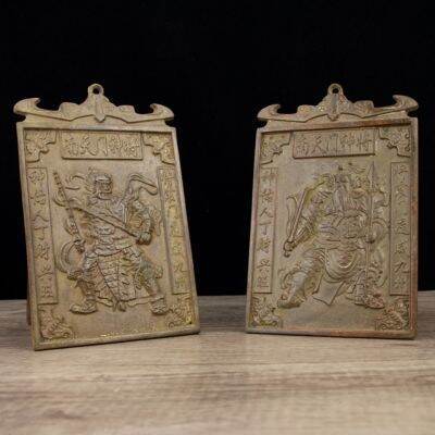 Pure copper door god ornament Yuchi Gong Qin Qiong bronze statue South ...