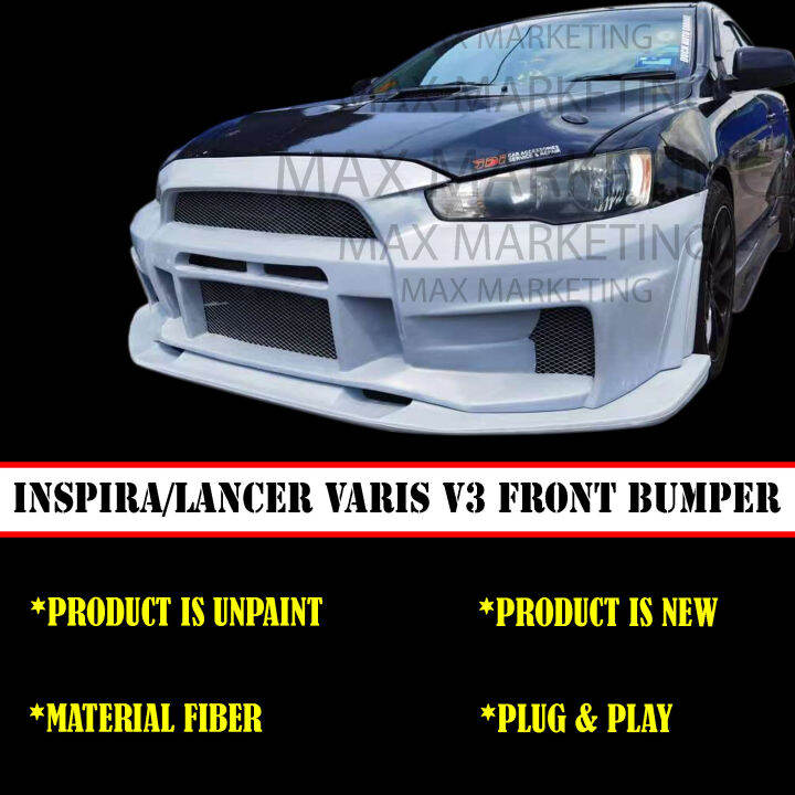 MITSUBISHI INSPIRA / LANCER FRONT BUMPER WITH LIP (VARIS V3) FIBER ...