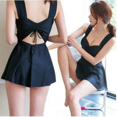 (โปร⚡️) มีไซส์ M-4XL ชุดว่ายน้ำวันพีช สีดำแบบกระโปรง พร้อมฟองน้ำในตัว | Lazada.co.th