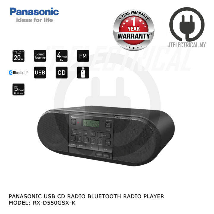 Panasonic RX-D550 USB CD Bluetooth Radio Player RX-D550GSX-K | Lazada