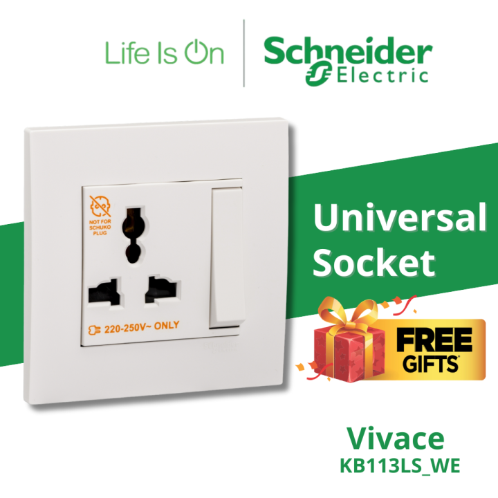 Schneider Electric Vivace Series 13A 250V 1 Gang 3 Pin Dolly Switch ...