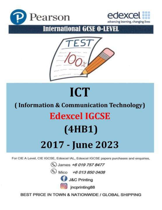 EDEXCEL IGCSE ICT 4IT1 2017-2023(PAPER 1,2) PAST YEAR PAPER! | Lazada