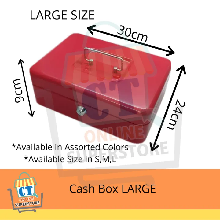 Cash Box LARGE 30x24x9cm with lock 2pc keys Portable Safety Box (LARGE ...