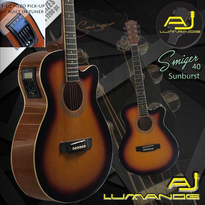 【COD】 Acoustic Electric Guitar SMIGER 40 EQ PIEZO PICK-UP Built in ...