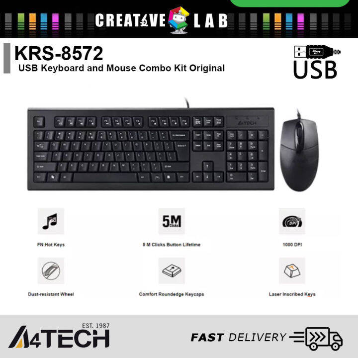 A4Tech KRS-8572 USB Keyboard and Mouse Combo Kit Original (KRS-8572) | Lazada PH