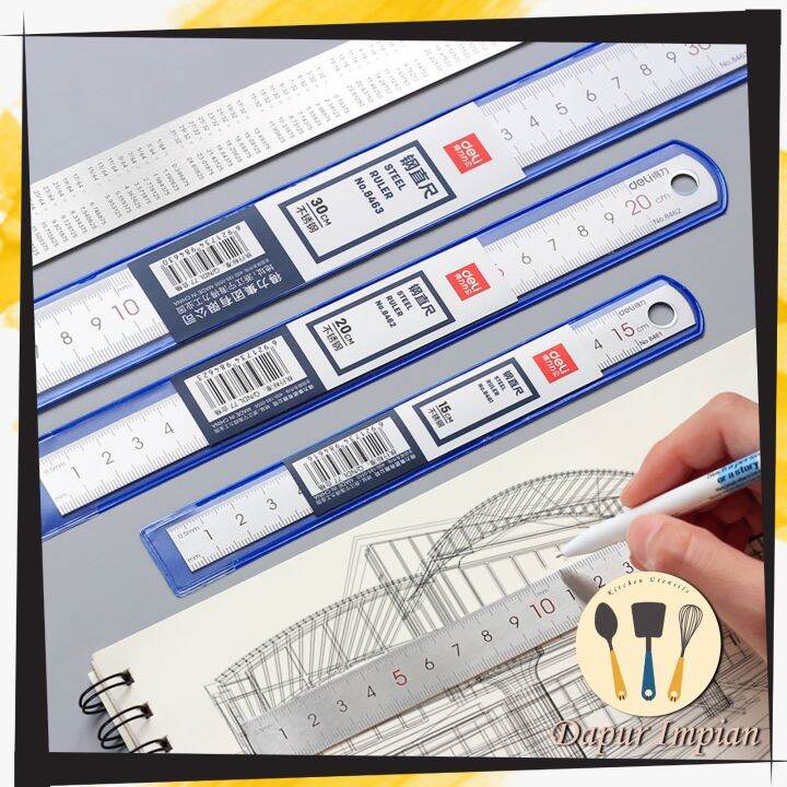 👨🏻‍🍳👩🏻‍🍳得力塑料透明直尺学生文具卷尺 Deli Portable Tape Measure Transparent Plastic ...