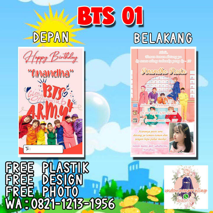 Undangan Karakter BTS 01 ( 100 PCS / 50 PCS / 30 PCS/ 20 PCS / 10 PCS ...