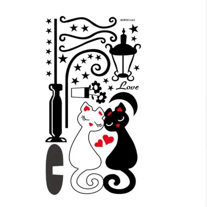 Wall Sticker Decoration Couple Cat Bedroom Living Room Backgroud ...