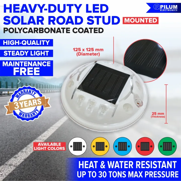 Heavy-Duty LED Solar Stud Light Mounted / Polycarbonate Coated / Road ...