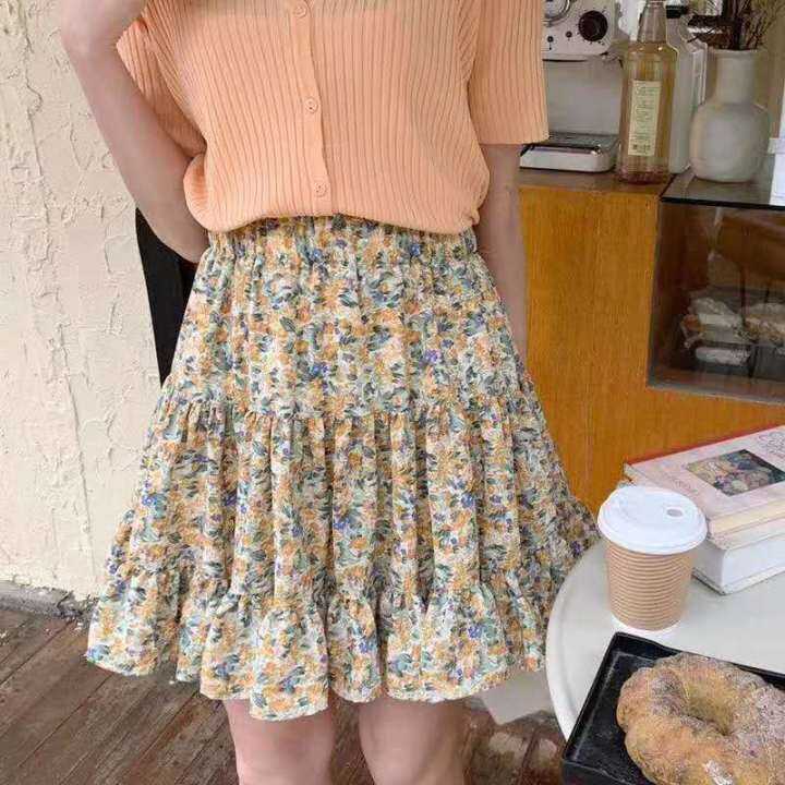 [Estilo ng bulaklak] 2022 bagong A-line floral skirt, istilo ng tag ...