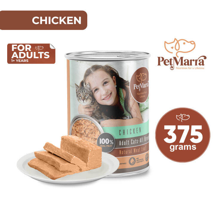 PetMarra Adult Cat Wet Food Can Natural Meat Loaf Chicken 375g ...