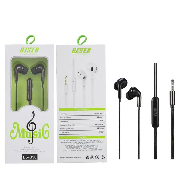 BISEN BS-358 Universal Earphones Stereo HiFi Sound Headset With Built ...