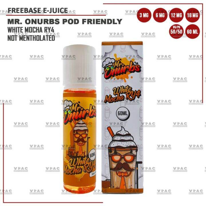 Mr Onurbs POD Friendly 60ML White Mocha RY4 (3 MG 6 MG 12 MG 18 MG ...